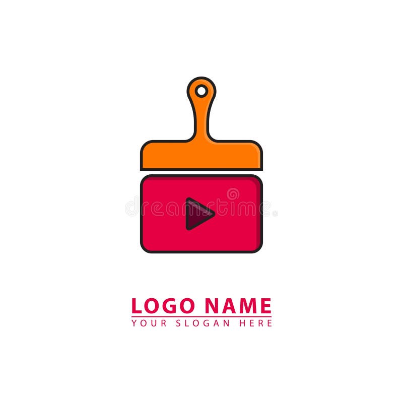 Brush and Vidio Combination Logo Icon Vector Stock Vector ...