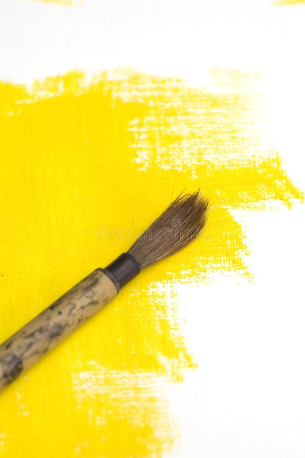 Brush on Yellow Paint stock image. Image of detail, brush - 13510837