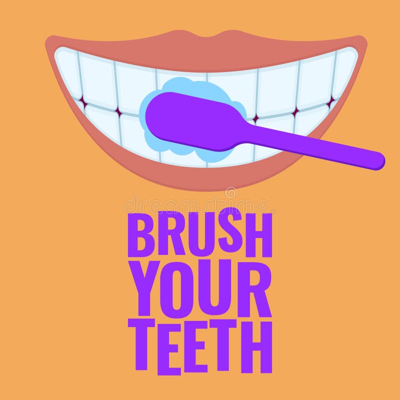 Brush Your Teeth Vector Illustration. Brushing Teeth Sign Vector Stock ...