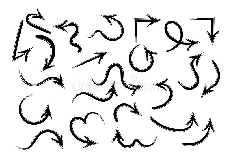 Brushed Arrow Vector Icon Set. Stock Illustration - Illustration of ...