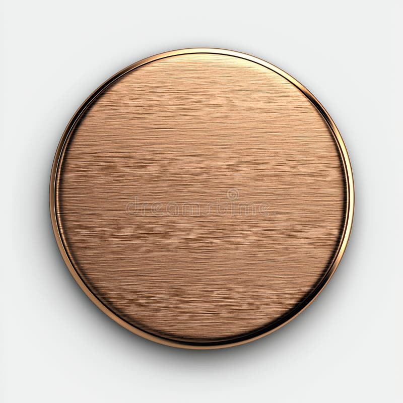 Brushed Bronze Circular Disc with Golden Rim on White Background Stock ...