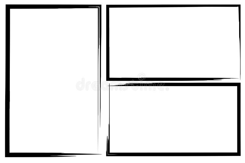 Brushed Frame, Square Border. Set of Black Stroke Rectangle. Hand-drawn ...