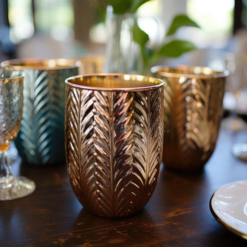 Brushed Gold Metallic Shot Glasses for Glamour Stock Illustration ...