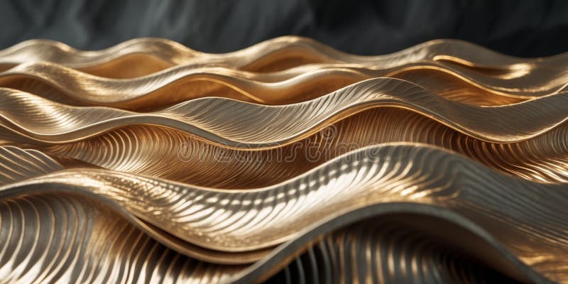Brushed Gold Waves with a Rich Metallic Texture on a Dark Background ...