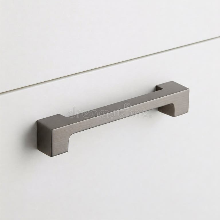 Brushed Metal Bar Drawer Pull on a White Surface Stock Illustration ...