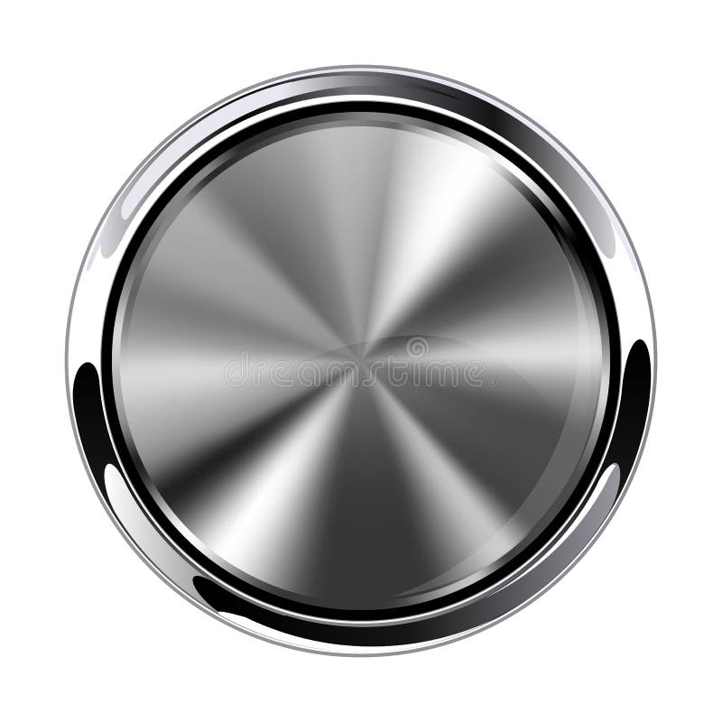Brushed metal 3d button stock vector. Illustration of metal - 131736846