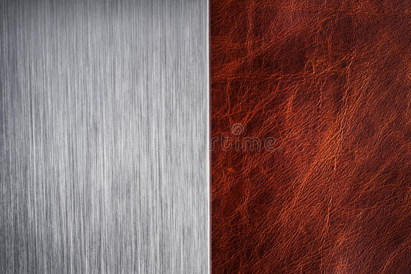 Brushed Metal and Leather Texture Stock Photo - Image of grey, material ...