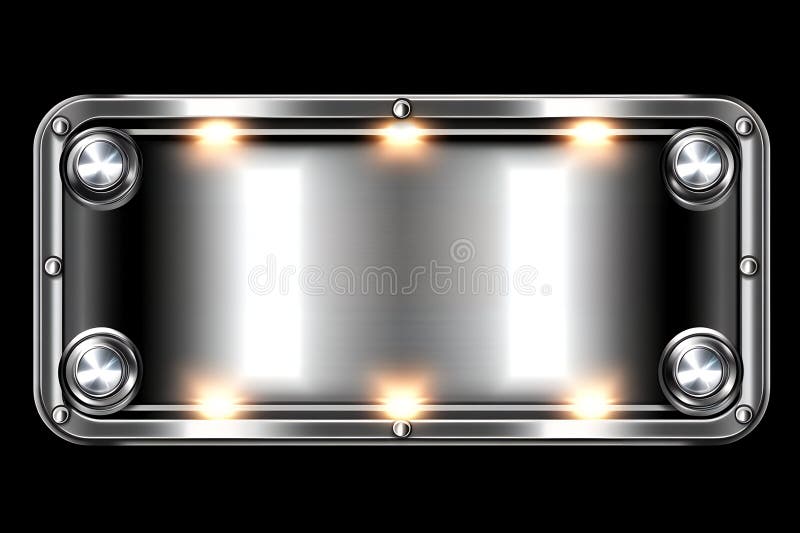 Brushed Metal Plate Design Background Texture with Chrome Frame and ...