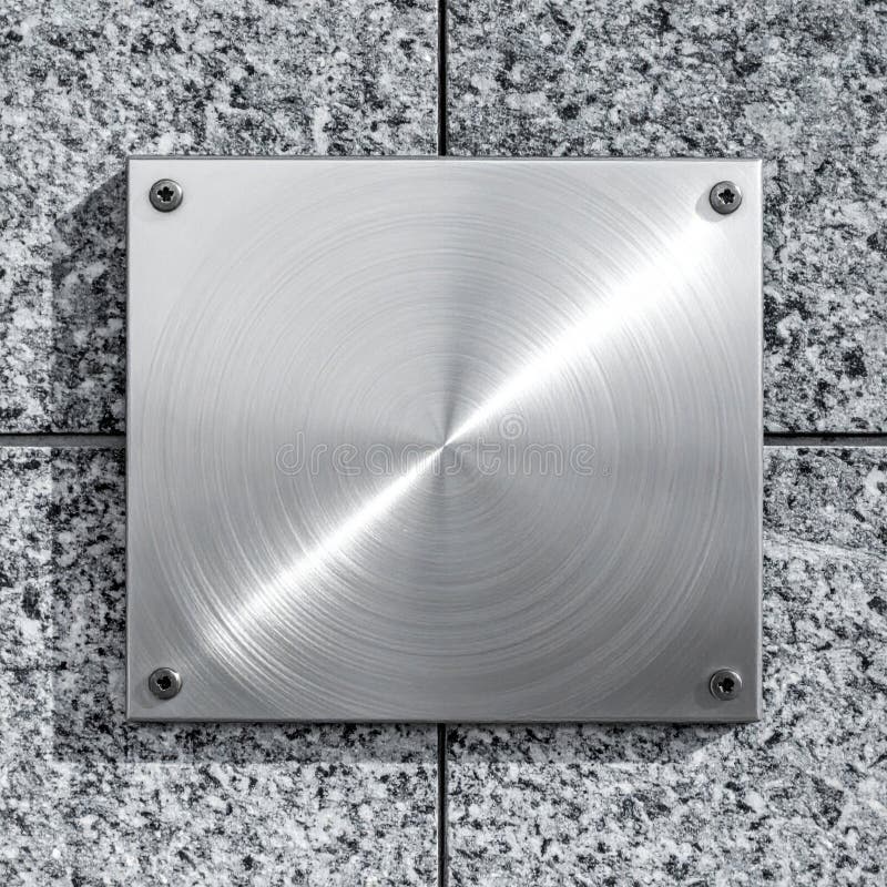 Brushed Metal Plate on Grey Stone Wall Stock Illustration ...