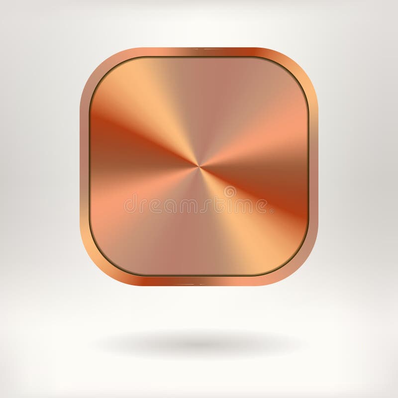 Brushed Metal Square Button Stock Vector - Illustration of copper ...