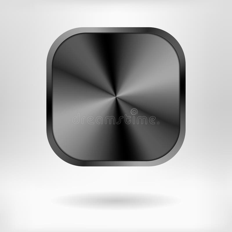 Brushed Metal Square Button Stock Vector - Illustration of shining ...