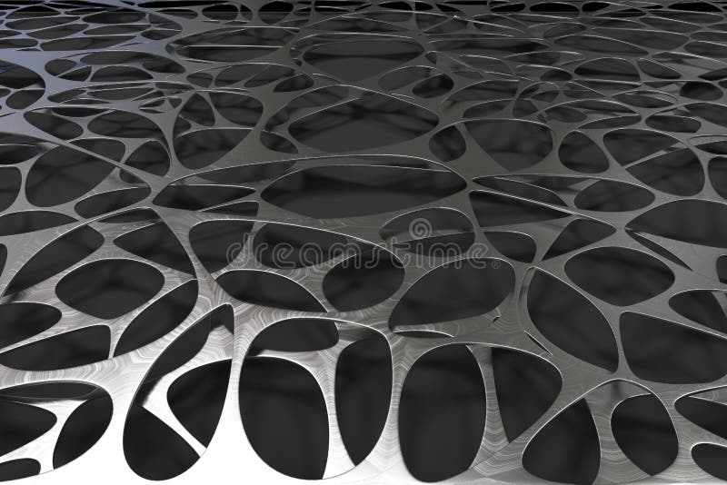 Brushed Metal Voronoi Organic Structure on Black Background Stock ...
