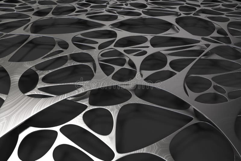 Brushed Metal Voronoi Organic Structure on Black Background Stock ...