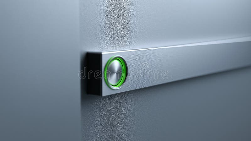 Brushed Metallic Elevator Control Panel Featuring Illuminated Green ...