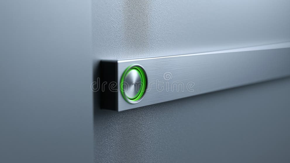 Brushed Metallic Elevator Control Panel Featuring Illuminated Green ...