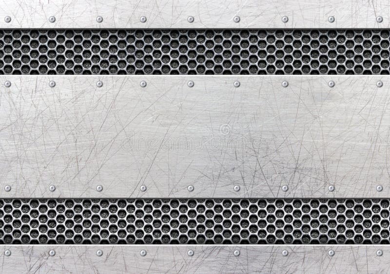 Brushed Steel Metal Plate Background with Rivets Stock Illustration ...