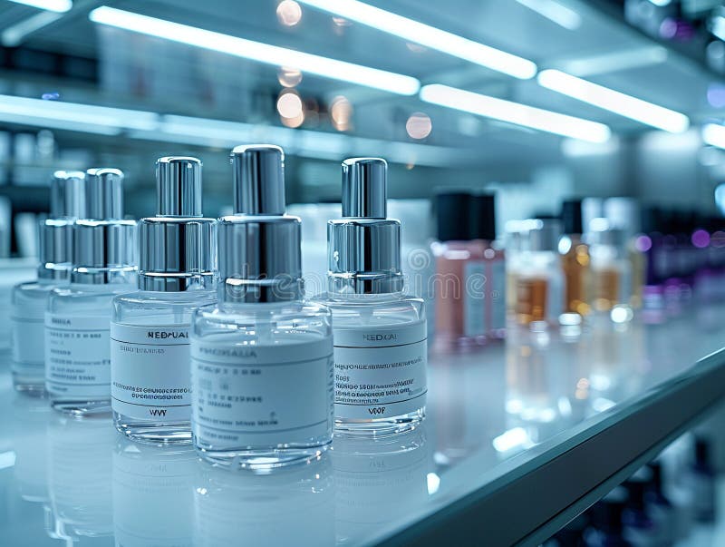 Brushed Titanium Stand in a Blurred High-Tech Laboratory the Metal ...