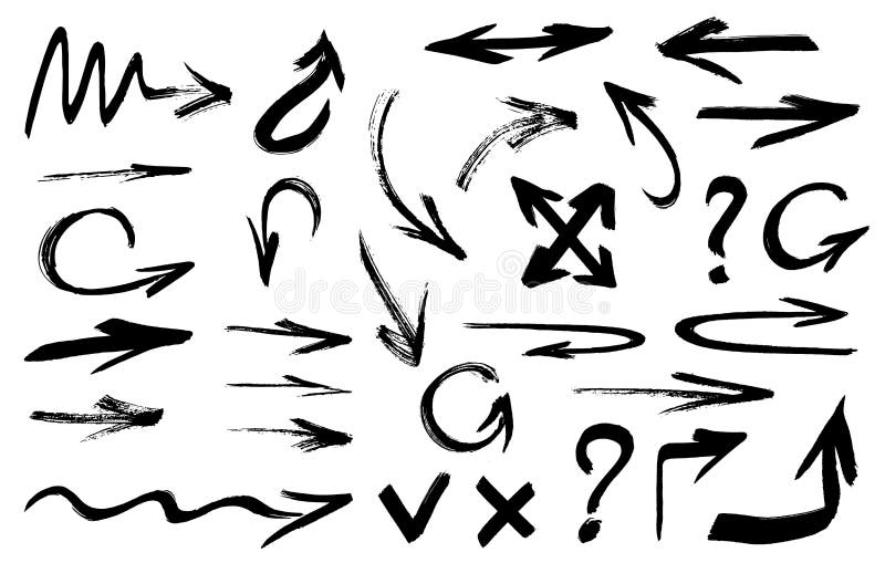 Brushed Vector Set Hand Made Isolated Arrow Icons Stock Vector ...