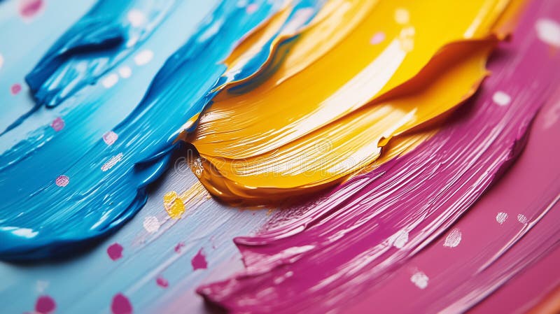 Brushes with Colorful Paint Rest on a Surface, Highlighting the Artist ...