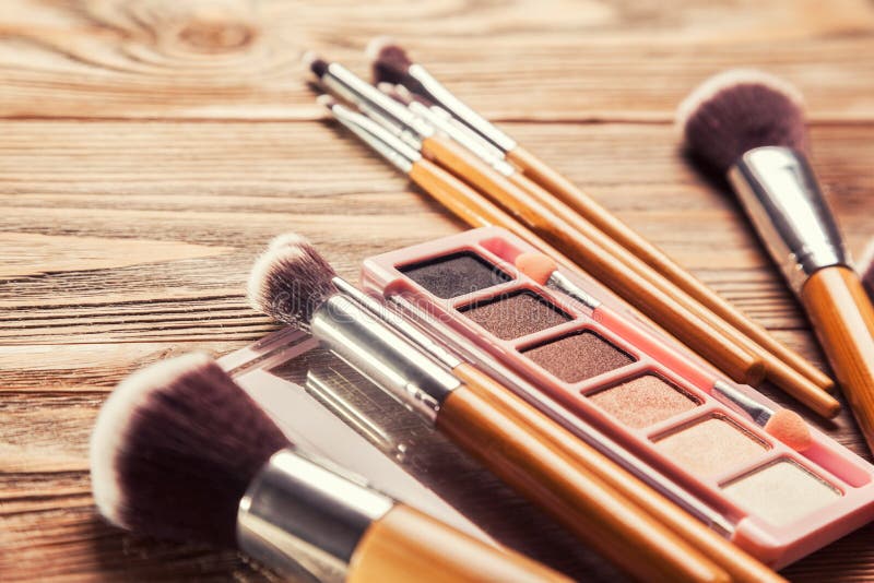 Brushes with Cosmetics Scattered Chaotically Stock Photo - Image of ...