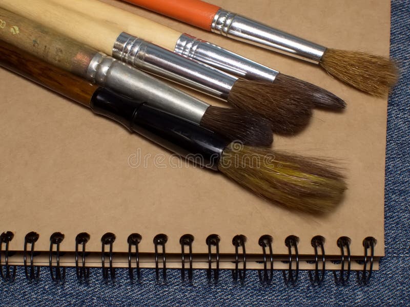 Brushes for Drawing Lying on the Table. Stock Image - Image of craft ...