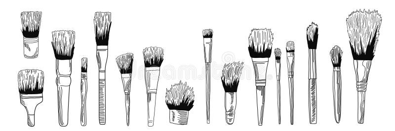 Brushes for Drawing and Make-up Stock Vector - Illustration of sign ...