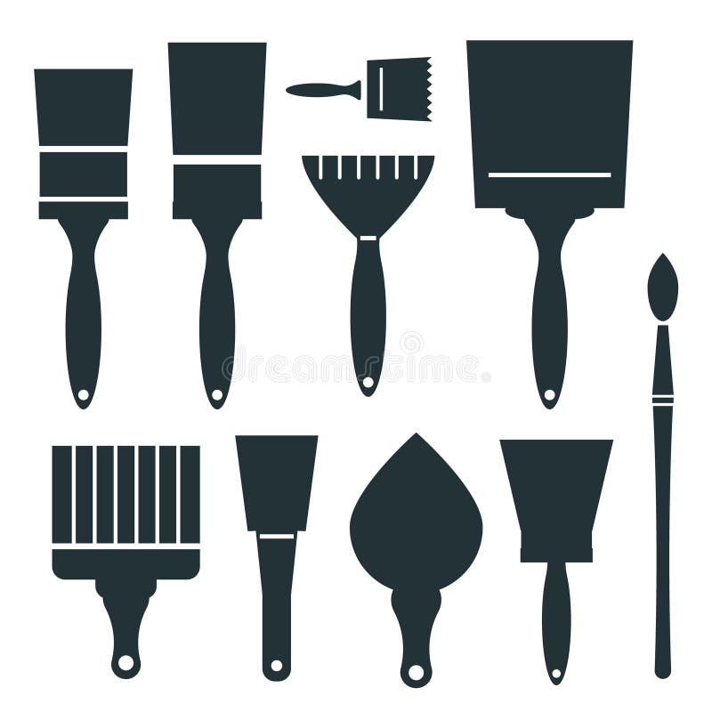 Brushes Icons Set - Vector Brush Illustration Stock Vector ...