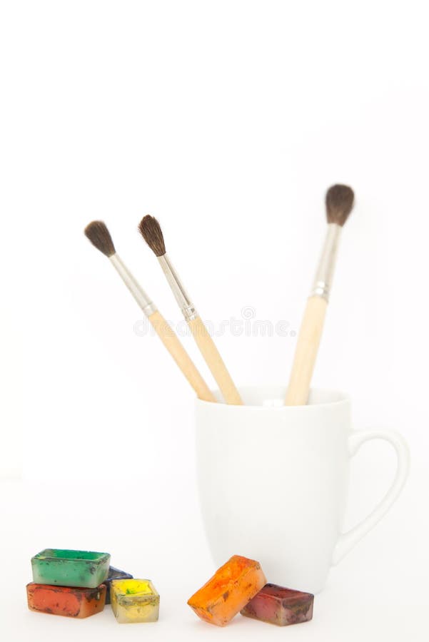 Paint Brushes Covered in Paint Stock Photo - Image of design ...
