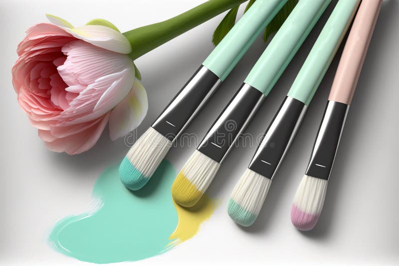 Brushes Painting Pastel Colors of Spring Illustration Generative Ai ...