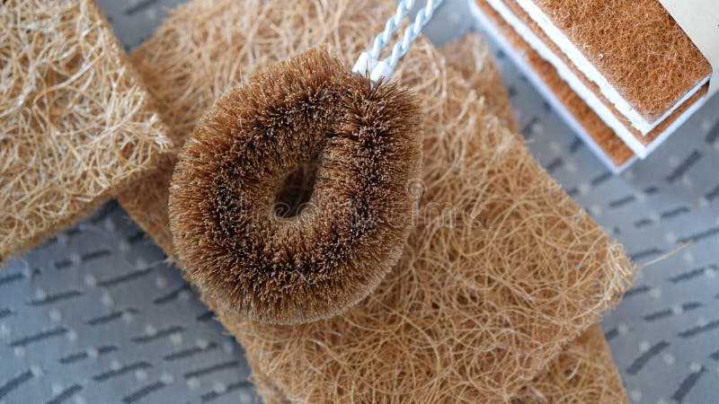 Brushes and Scrubbers Made of Coconut Coir. Stock Image - Image of ...