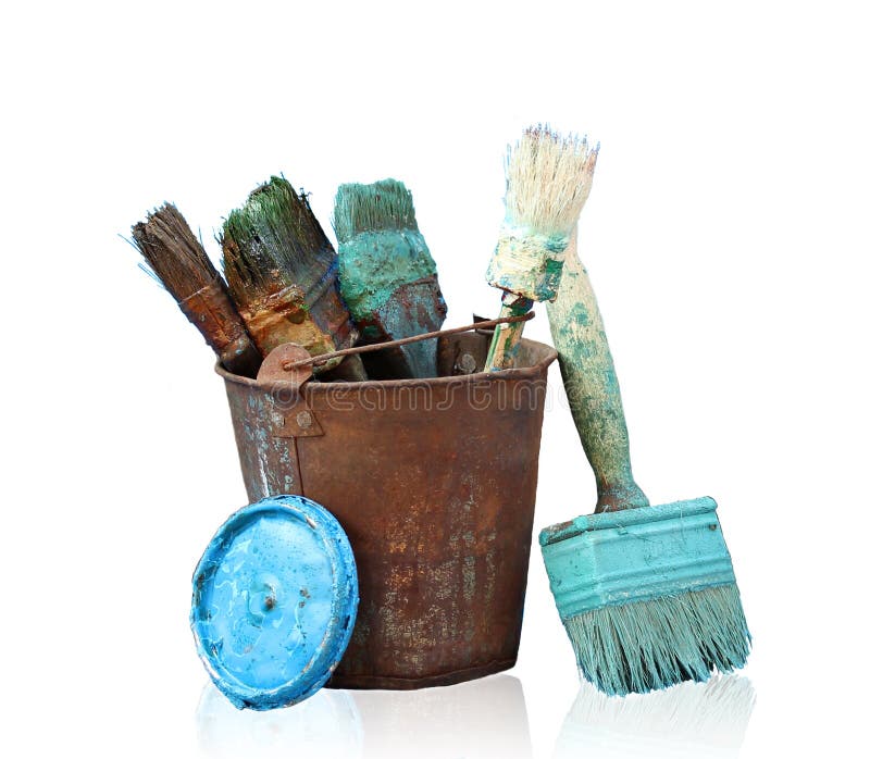 Brushes Smeared in Paint Isolated Stock Image - Image of ancient ...