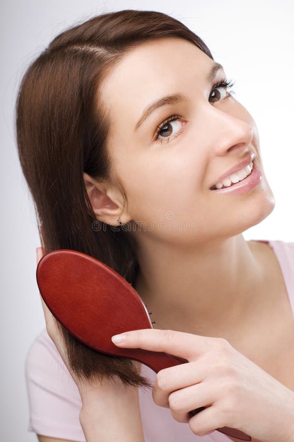 Brushing hair stock photo. Image of girl, closeup, shiny - 9609364