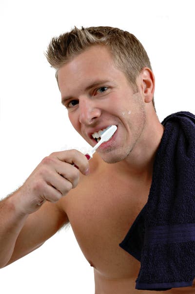 Brushing Teeth stock image. Image of pecs, naked, muscular - 1463247