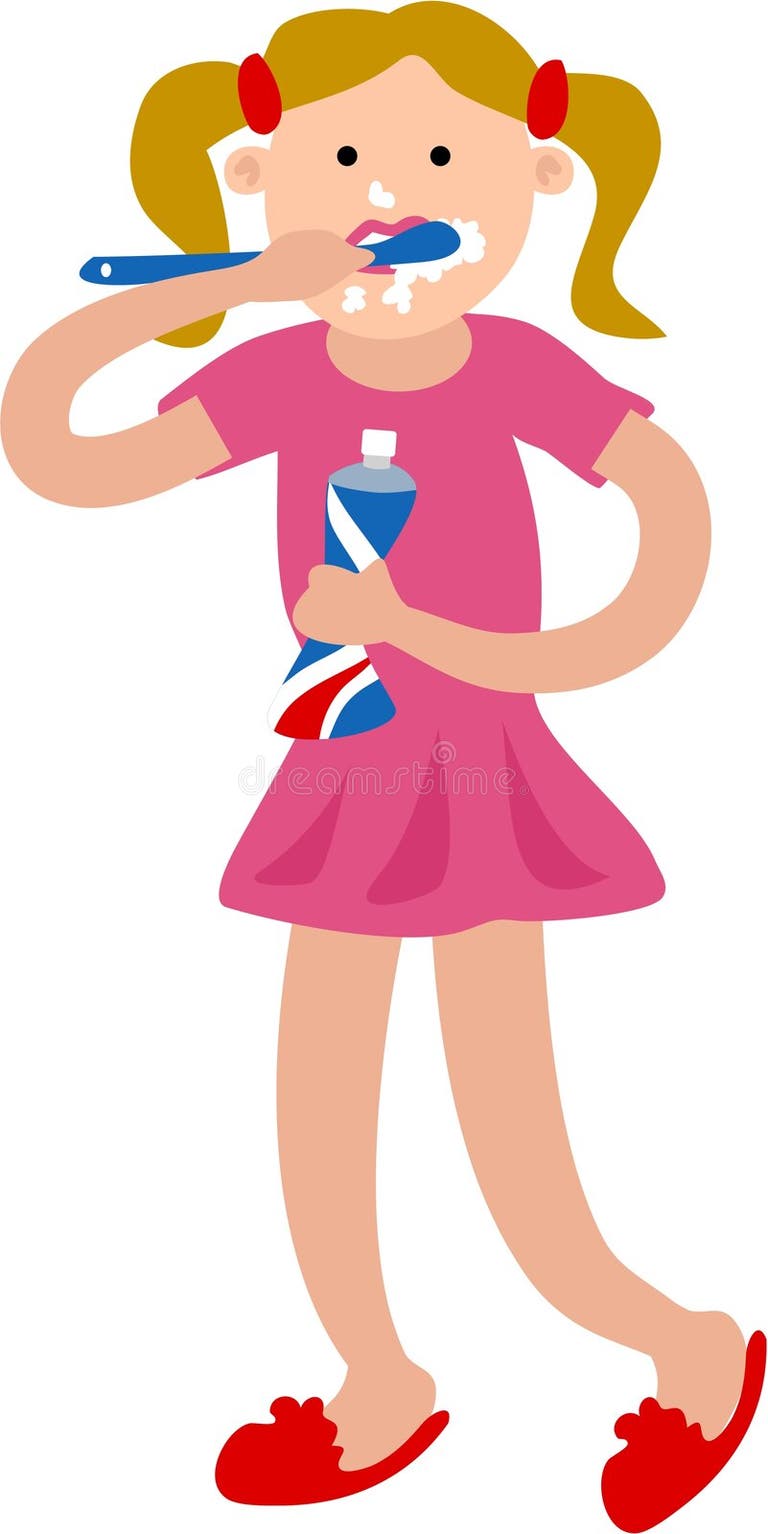 Little Girl Brushing Her Teeth Stock Illustrations – 187 Little Girl ...