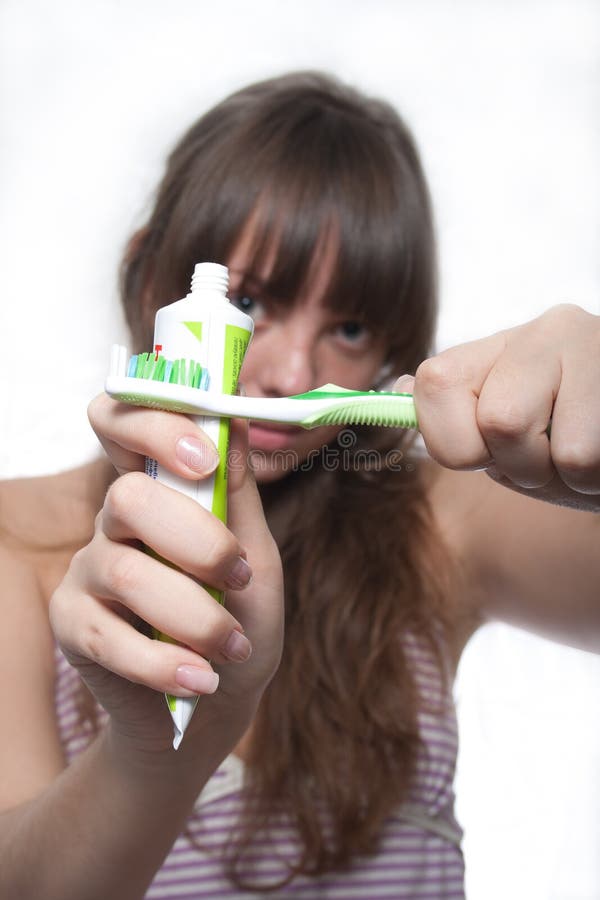 Brushing teeth stock image. Image of beautiful, toothbrush - 16518641