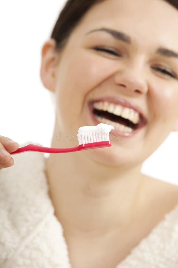 Brushing teeth stock image. Image of mouth, years, woman - 19069309