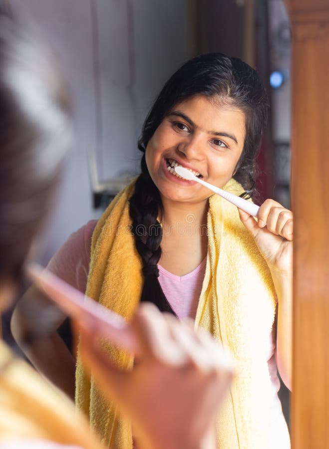 Brushing Teeth Healthy Habit Stock Image - Image of healthy, toothbrush ...
