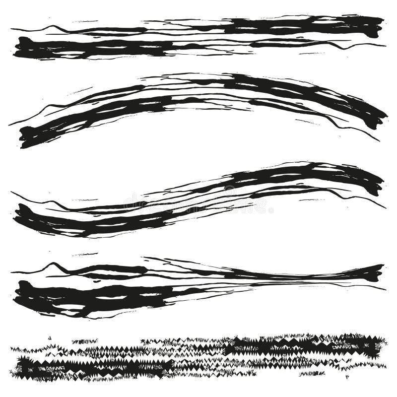 Brushstroke Line Set. Hand Drawn Texture. Abstract Artistic Strokes ...