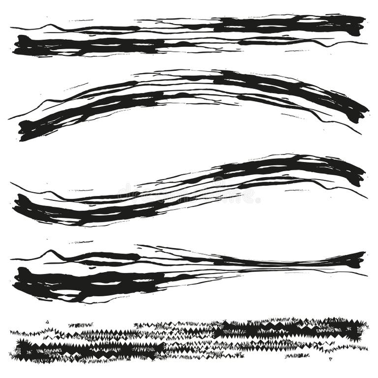 Brushstroke Line Set. Hand Drawn Texture. Abstract Artistic Strokes ...