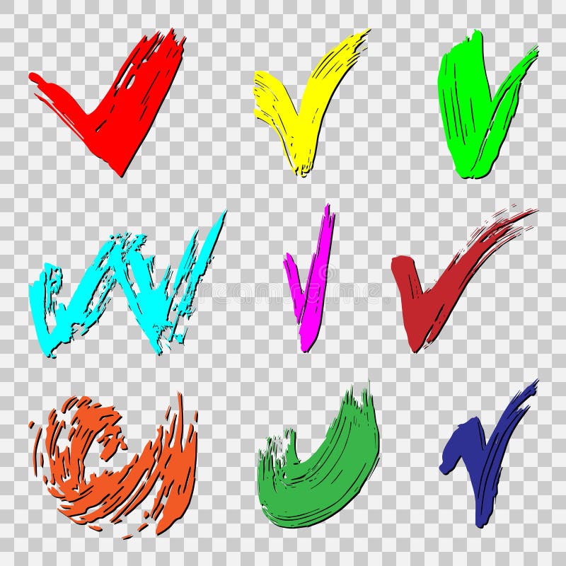 Brushstroke-style Check Marks in Different Colors Stock Illustration ...