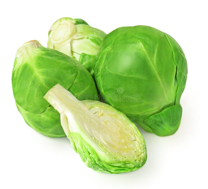 Brussel Sprouts Isolated on White Background. Fresh Raw Brussels ...