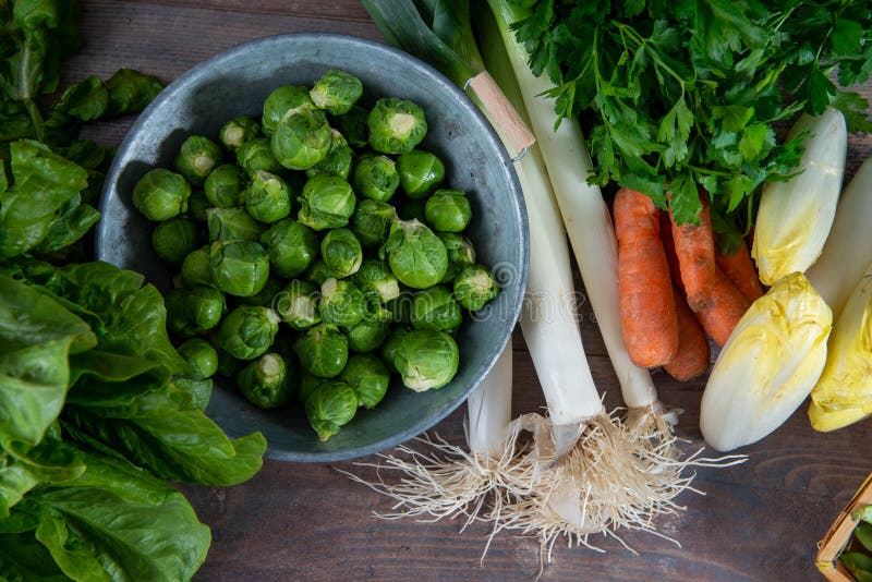 Brussel Sprouts and Seasonal Vegetables Stock Photo - Image of belgian ...