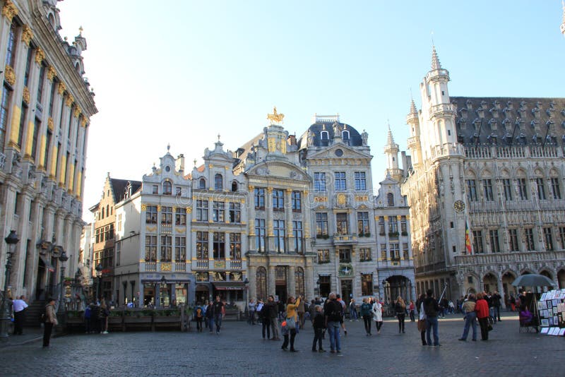 The Grand Place (Grote Markt) Detail in Brussels, Belgium. Editorial ...