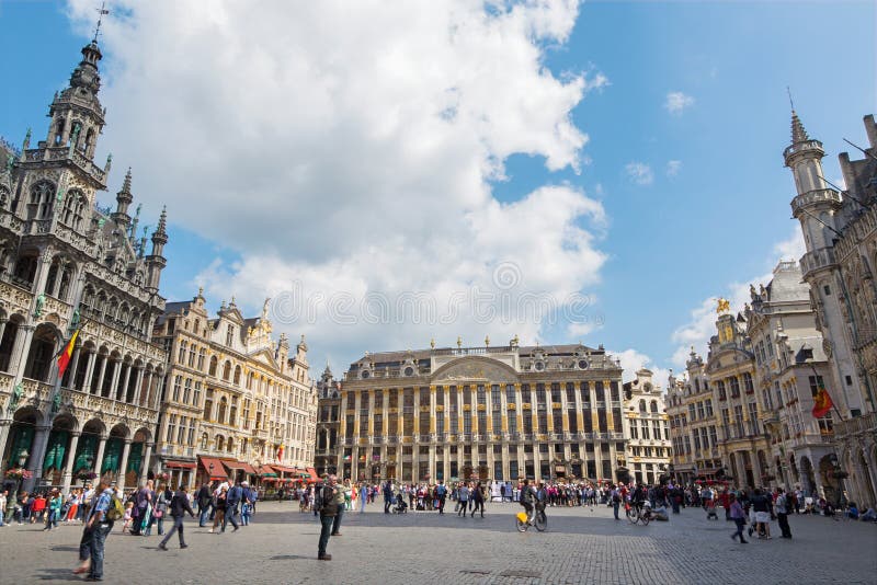 Brussels - the Main Square and Grand Palace in Evening. Grote Markt ...