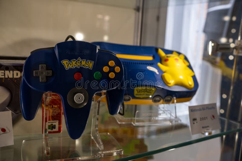 Brussels 05 May 2021: Exposition Model of Blue Nintendo 64 PokÃ©mon ...