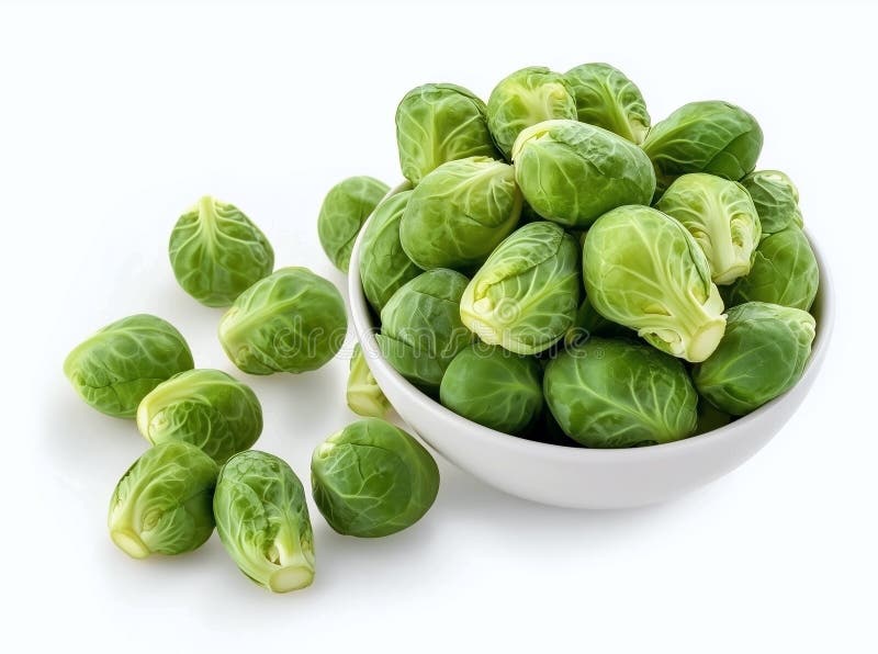 Brussels Sprouts in Big Bowl Isolated on White Background. Side View ...