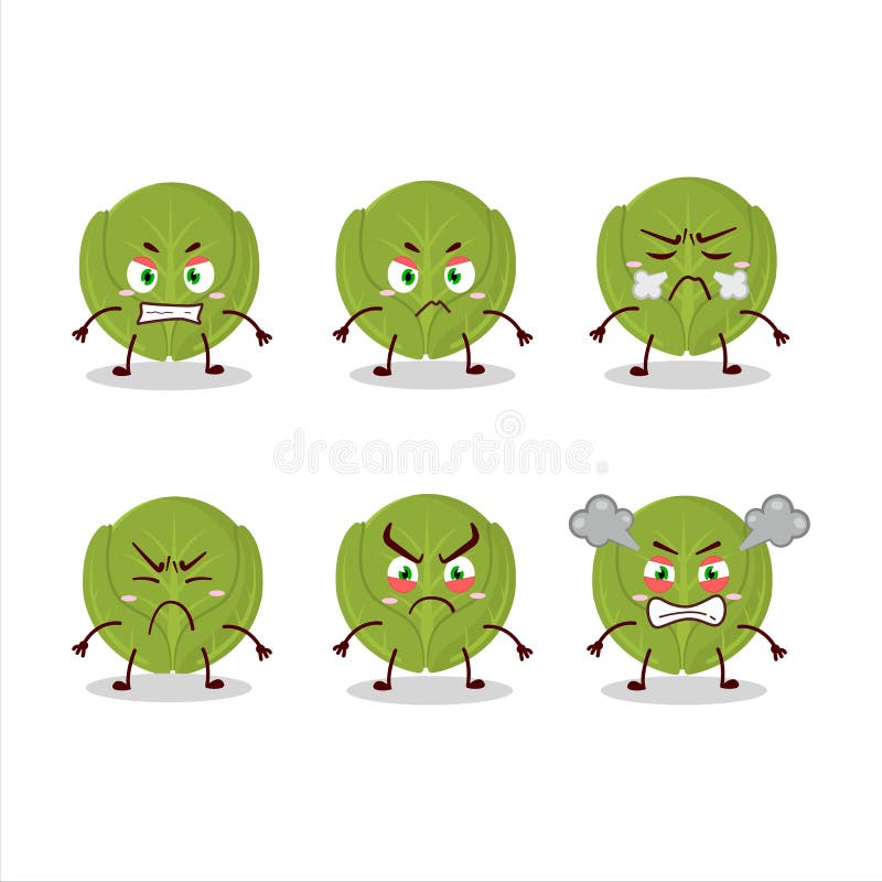 Brussels Sprouts Cartoon Character with Various Angry Expressions Stock ...