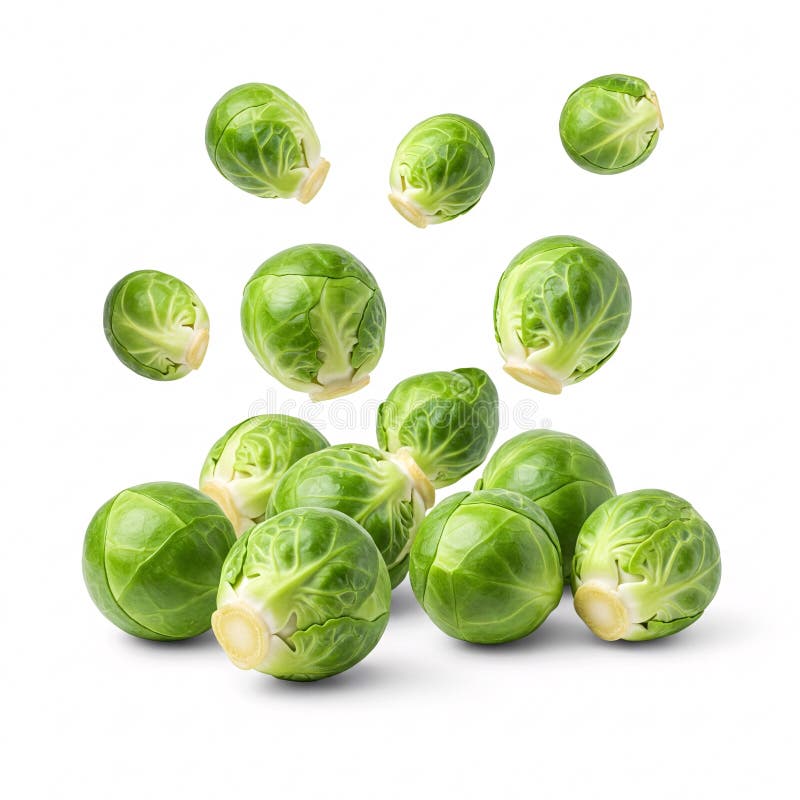 Brussels Sprouts Falling on a White Background, Creating a Dynamic ...