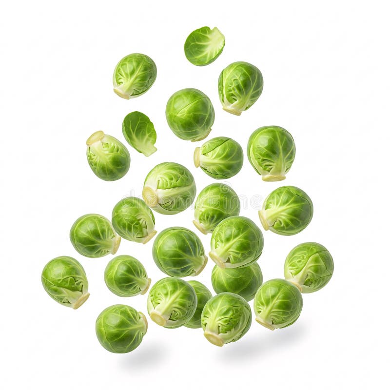 Brussels Sprouts Falling on a White Background, Creating a Dynamic ...