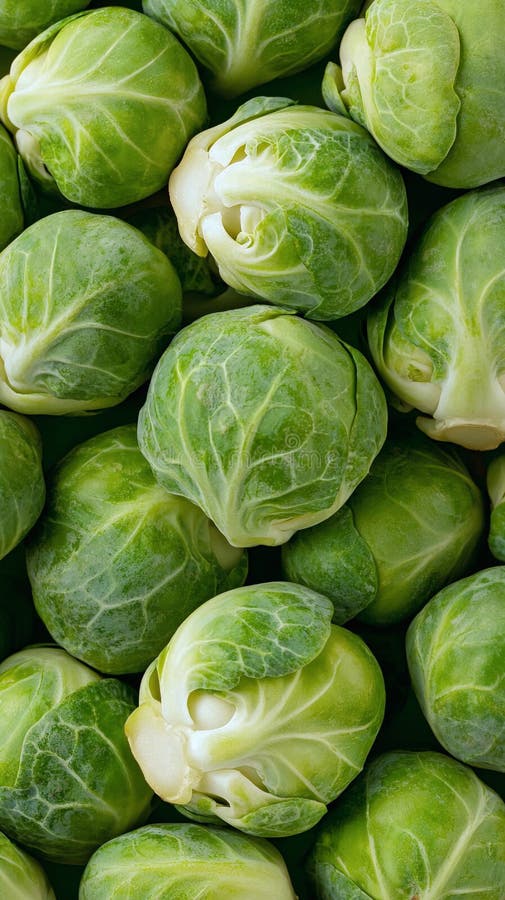 Brussels Sprouts Vertical Background. Realistic Vegetable Texture Stock ...